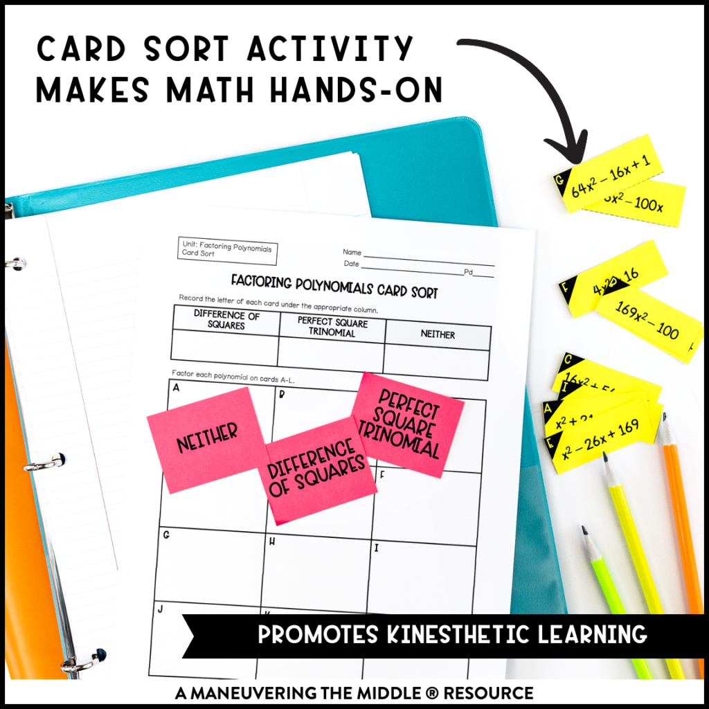 Factoring Polynomials Activity Bundle Algebra 1 - Maneuvering the Middle
