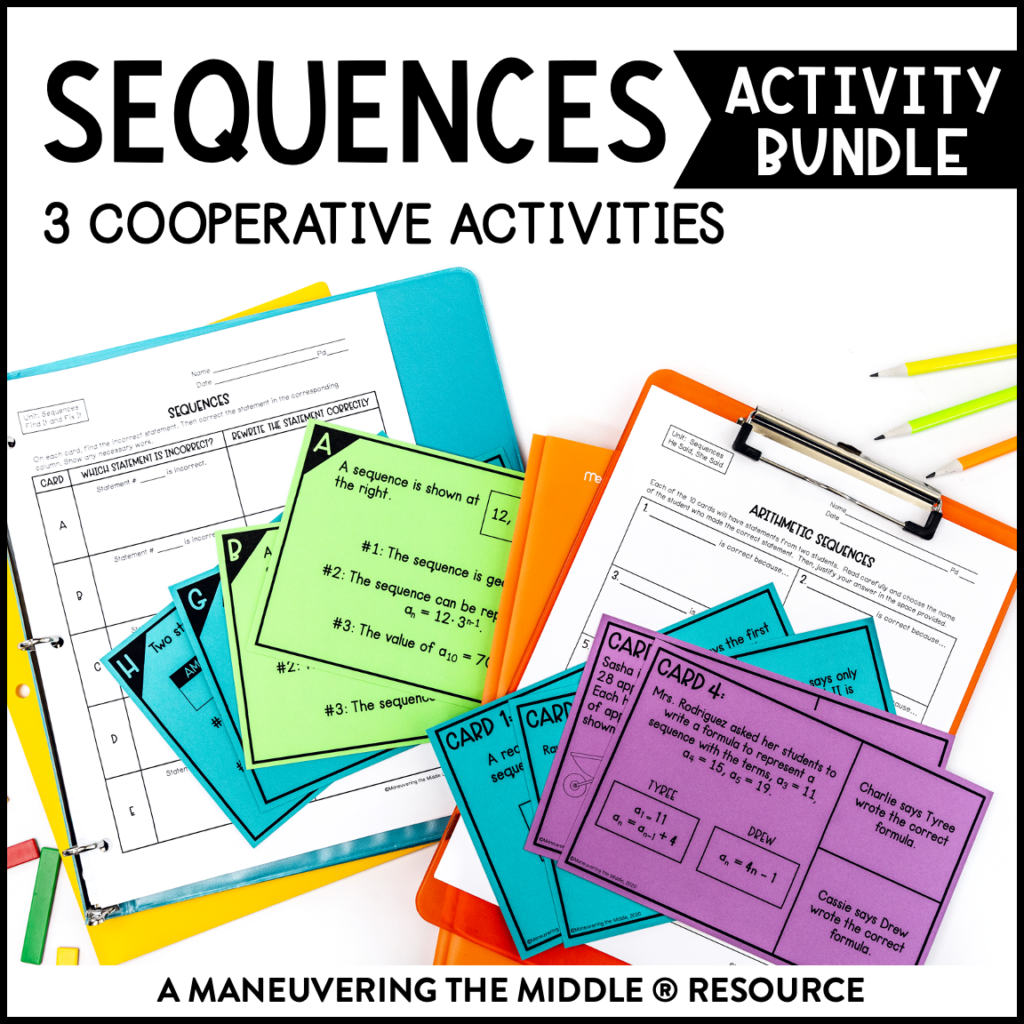 Sequences Mini-Unit Activity Bundle Algebra 1 - Maneuvering the Middle