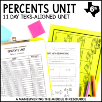 Rates and Percents Unit 6th Grade CCSS - Maneuvering the Middle