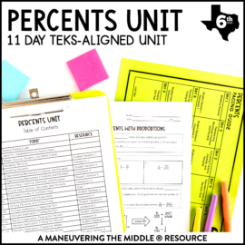 Rates and Percents Unit 6th Grade CCSS - Maneuvering the Middle