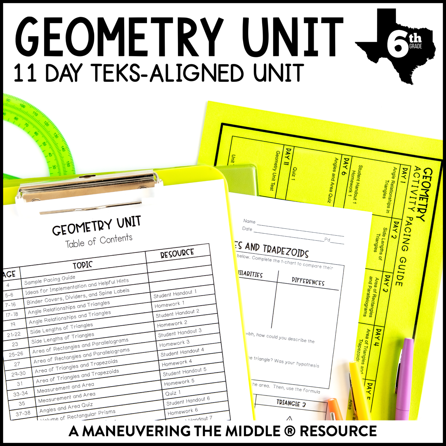Geometry Unit 6th Grade TEKS - Maneuvering the Middle