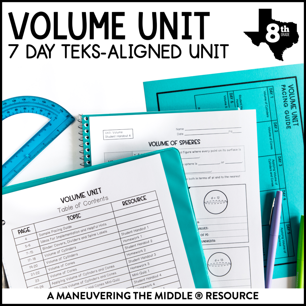 Volume Unit 8th Grade TEKS - Maneuvering the Middle
