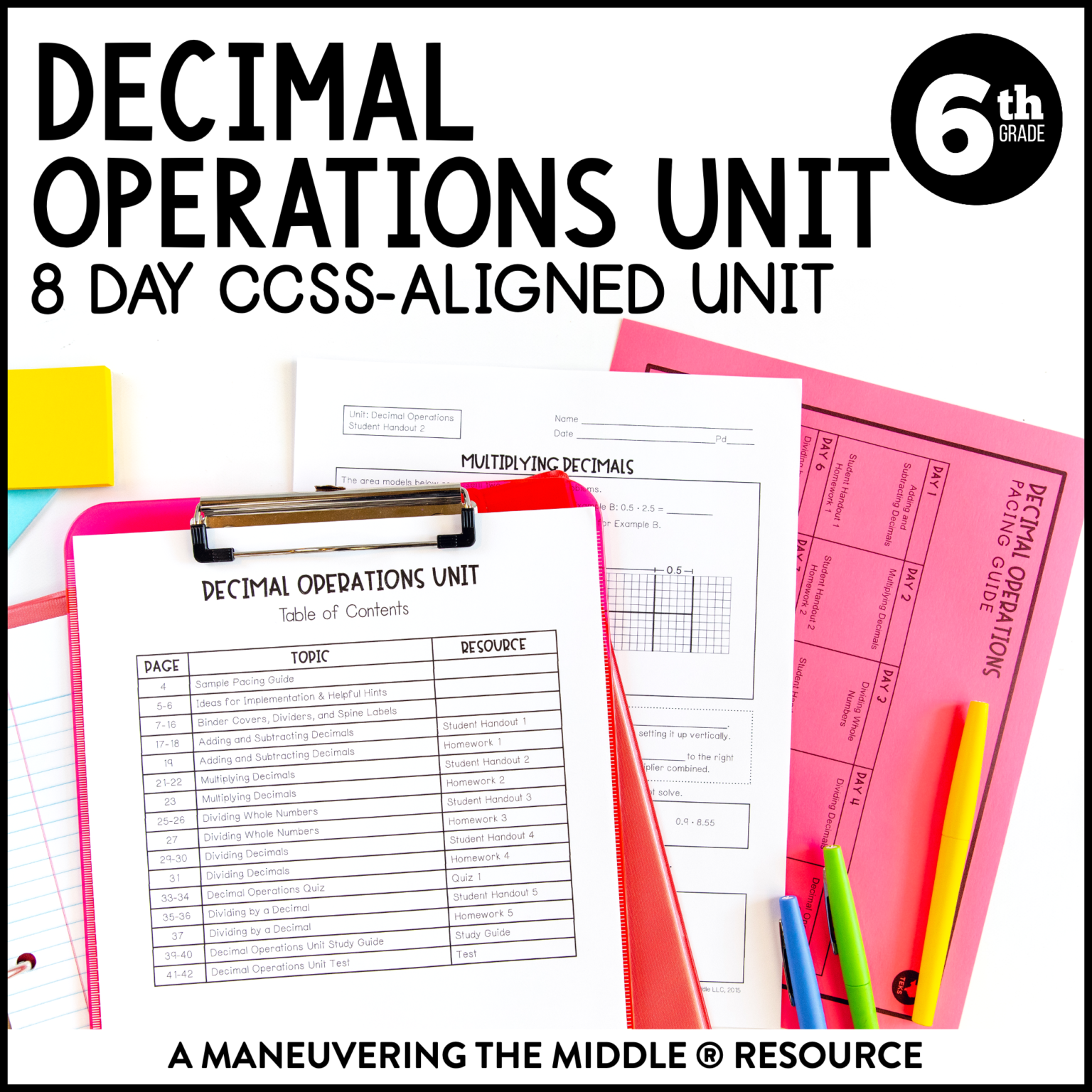 Decimal Operations Unit 6th Grade CCSS - Maneuvering the Middle