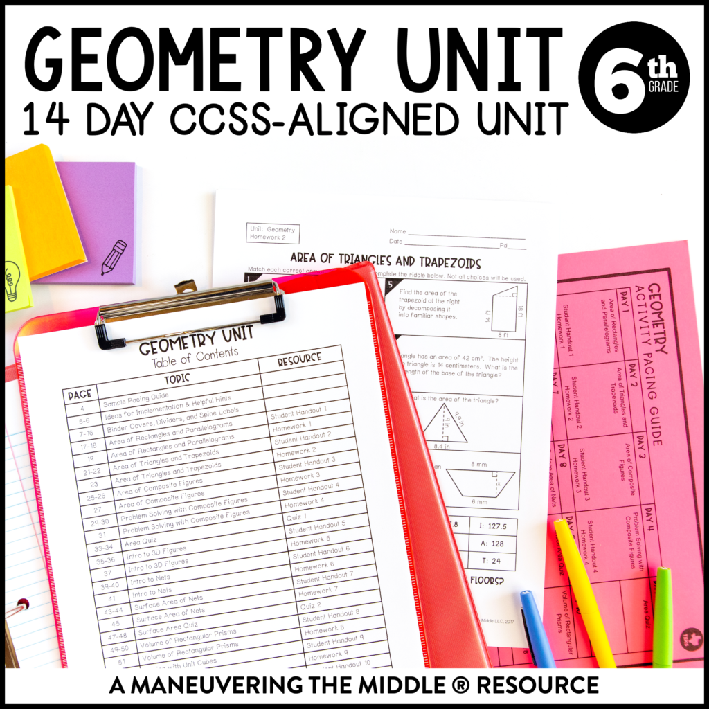 Geometry Unit 6th Grade CCSS - Maneuvering the Middle