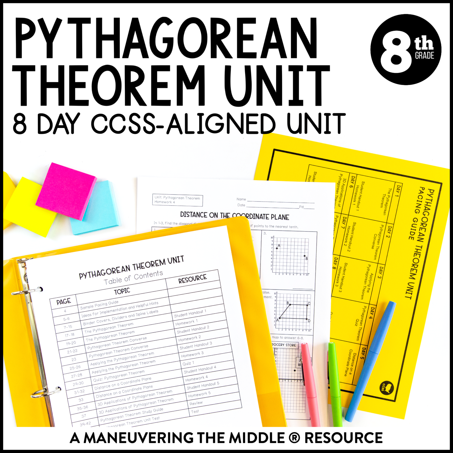 Pythagorean Theorem Unit 8th Grade CCSS - Maneuvering the Middle Pythagorean Theorem Unit 8th Grade CCSS - Maneuvering the Middle