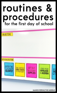 First Day of School Routines and Procedures - Maneuvering the Middle