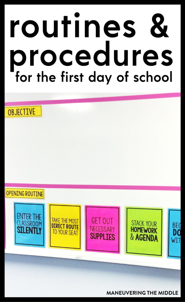 First Day of School Routines and Procedures - Maneuvering the Middle