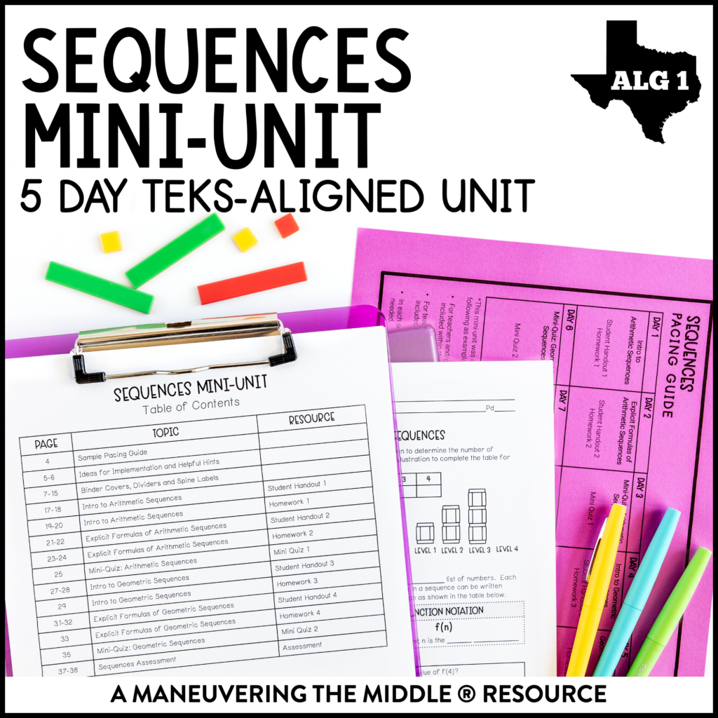Sequences Mini-Unit Algebra 1 TEKS - Maneuvering the Middle
