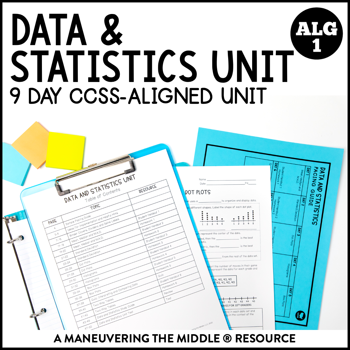 Data And Statistics Unit Algebra 1 CCSS Maneuvering The Middle Data And Statistics Unit Algebra 1 CCSS Maneuvering The Middle
