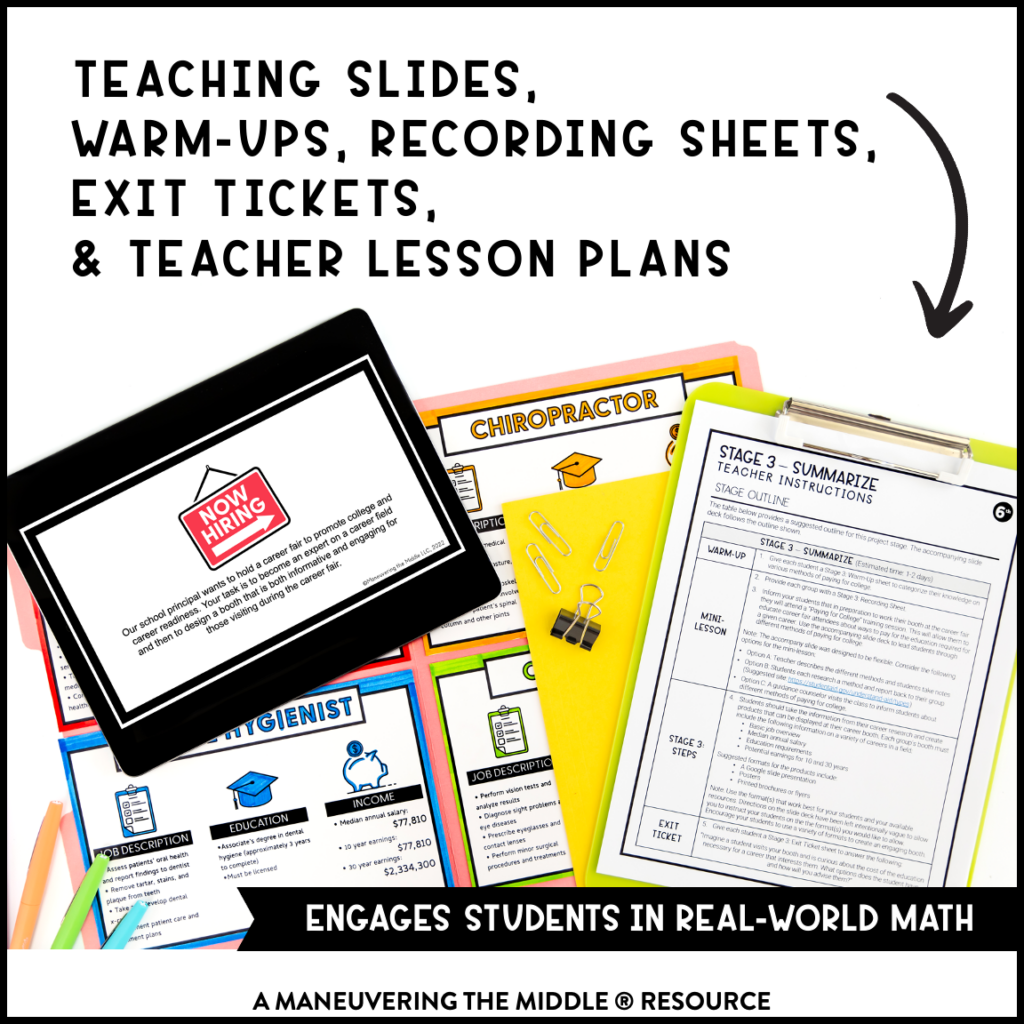 Financial Literacy 6th Grade Project - Maneuvering the Middle