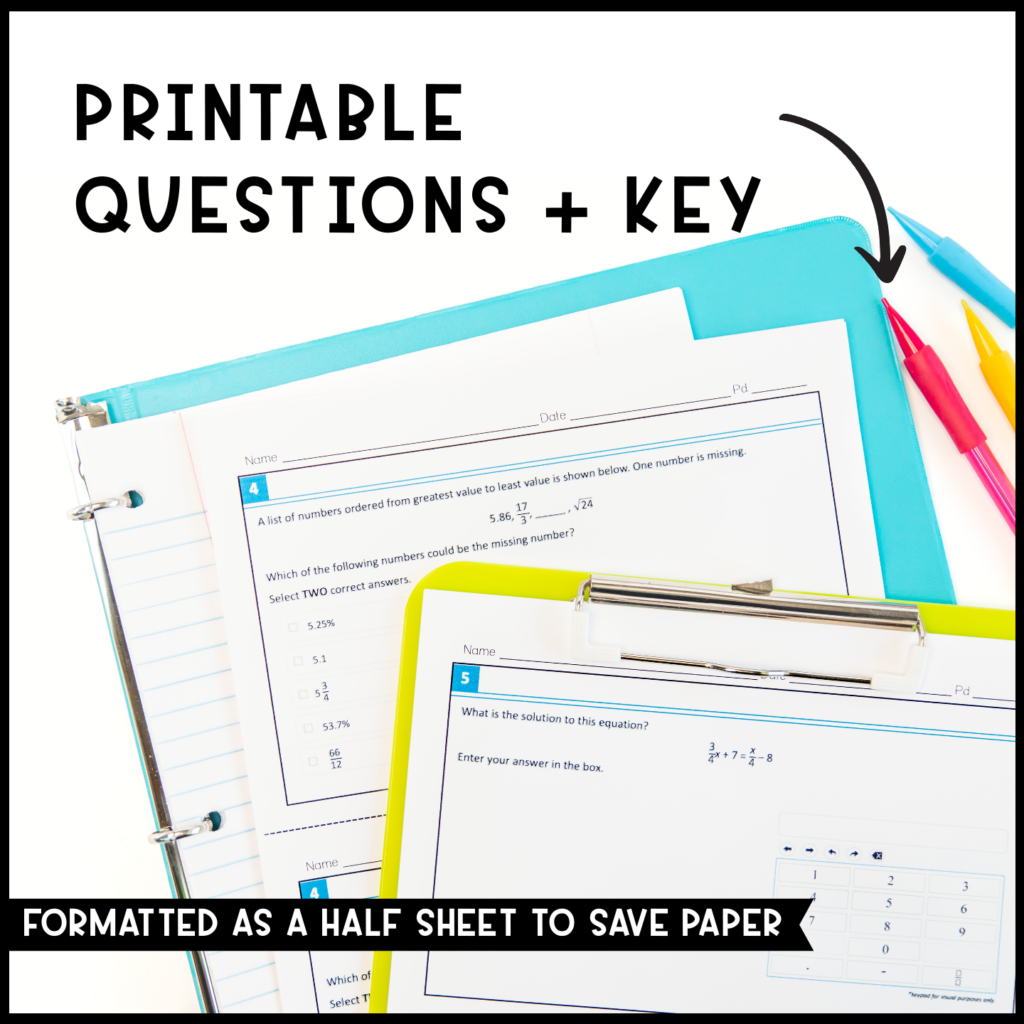 8th Grade Math STAAR Review Question Bank - Maneuvering the Middle