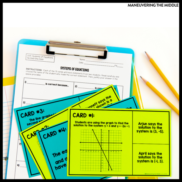 10 System of Equations Activities - Maneuvering the Middle