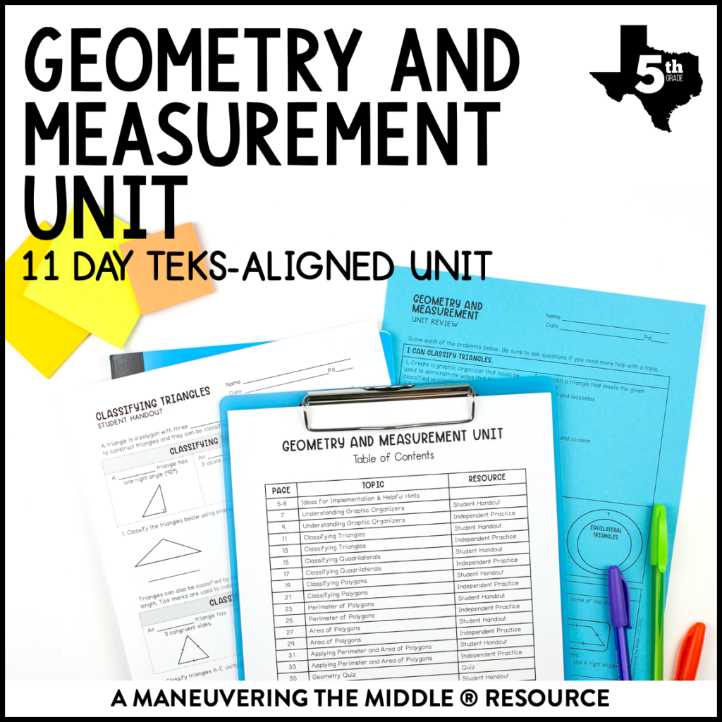 Geometry and Measurement Unit 5th Grade TEKS - Maneuvering the Middle