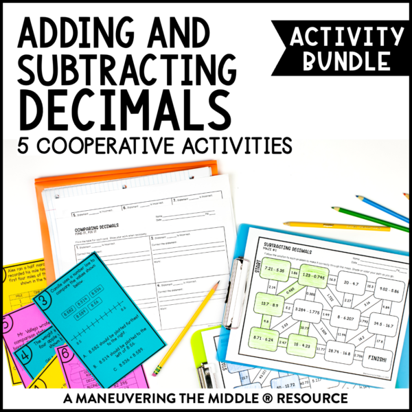 Adding and Subtracting Decimals Activity Bundle 5th Grade - Maneuvering ...