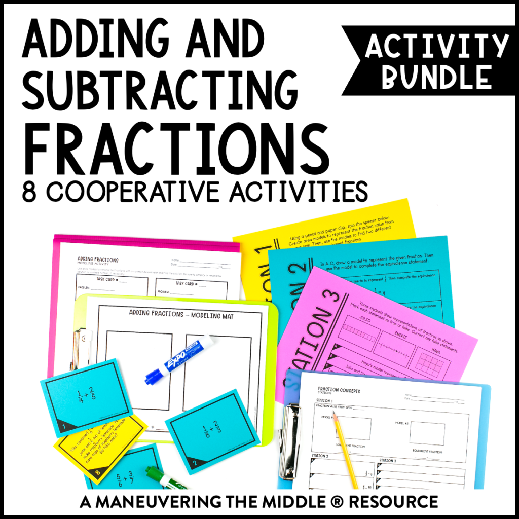 Adding and Subtracting Fractions Activity Bundle 5th Grade ...