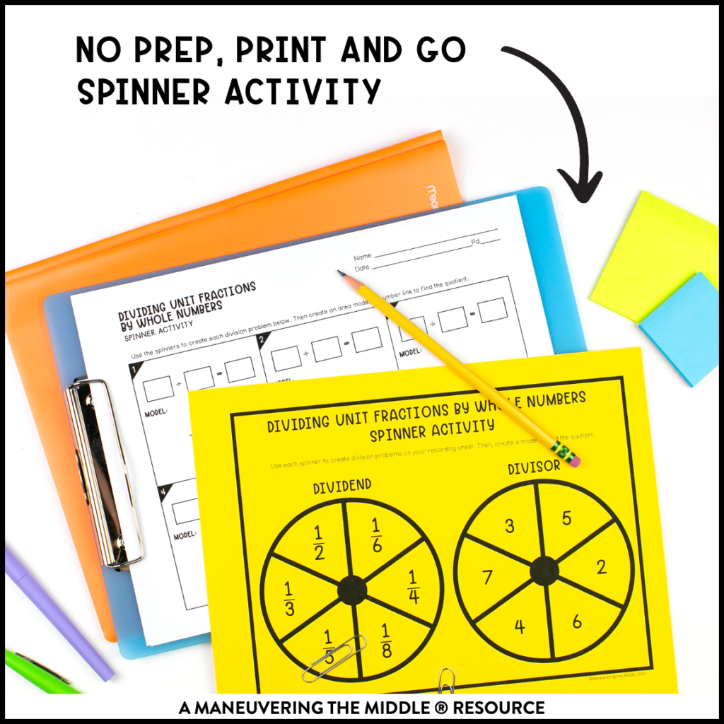 Dividing Fractions Activity Bundle 5th Grade - Maneuvering the Middle