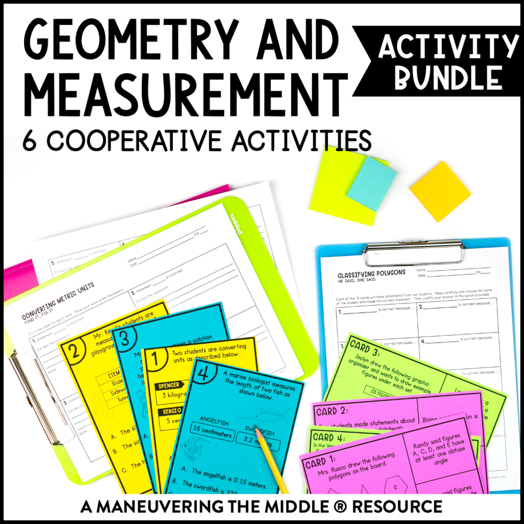 Geometry and Measurement Activity Bundle 5th Grade - Maneuvering the Middle