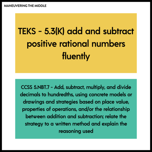Teaching Adding and Subtracting Decimals - Maneuvering the Middle