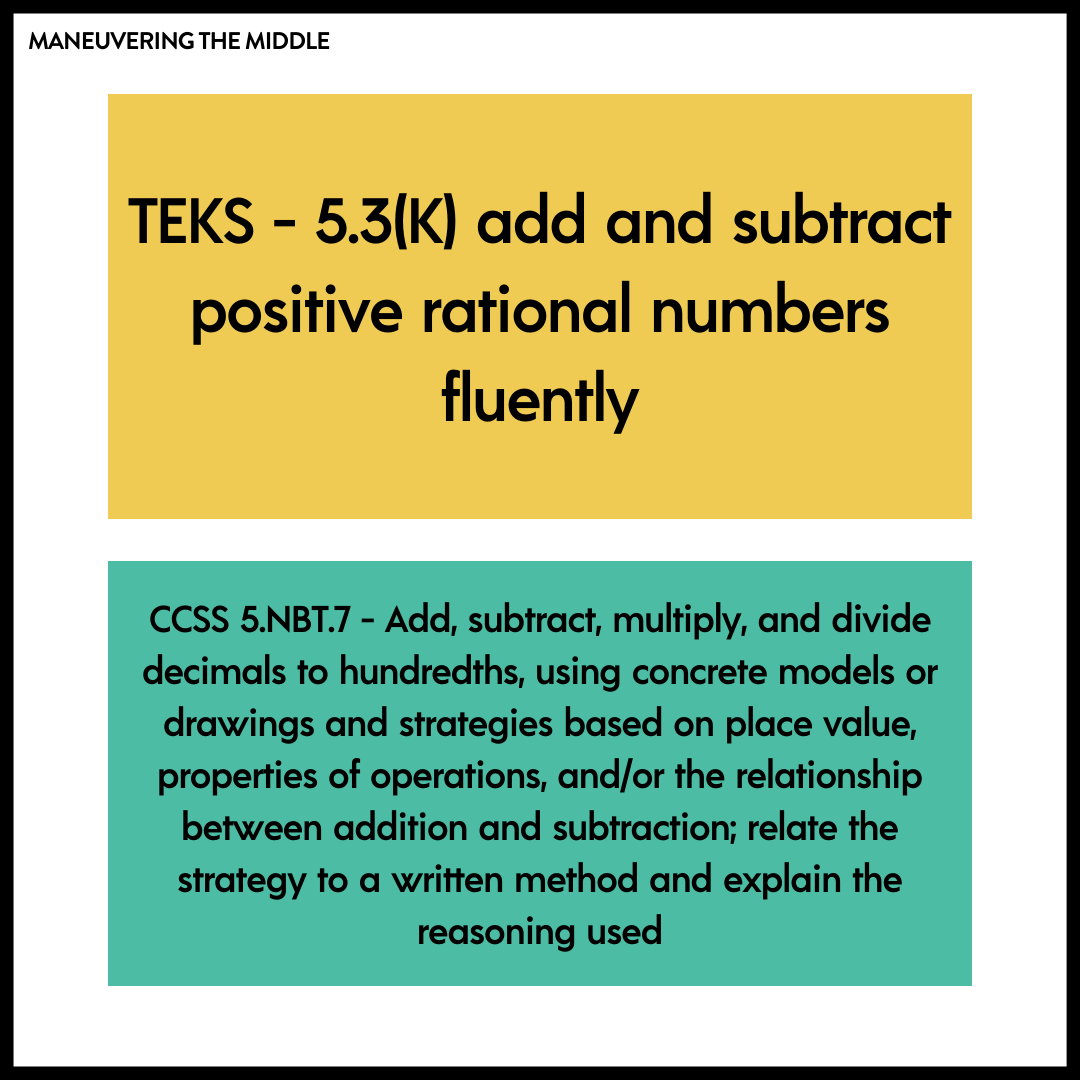Teaching Adding and Subtracting Decimals - Maneuvering the Middle