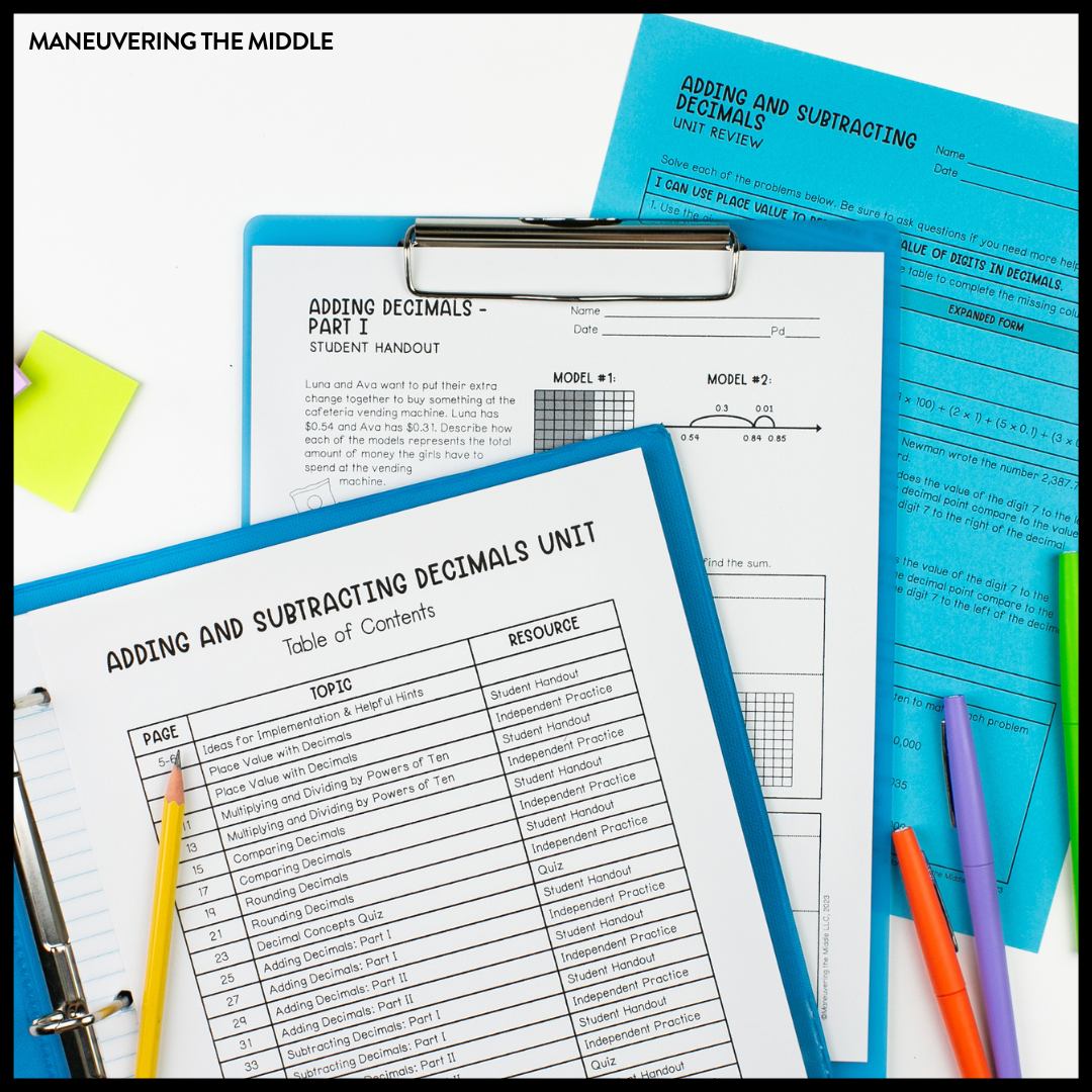 10+ Decimal Activities and Lessons - Maneuvering the Middle